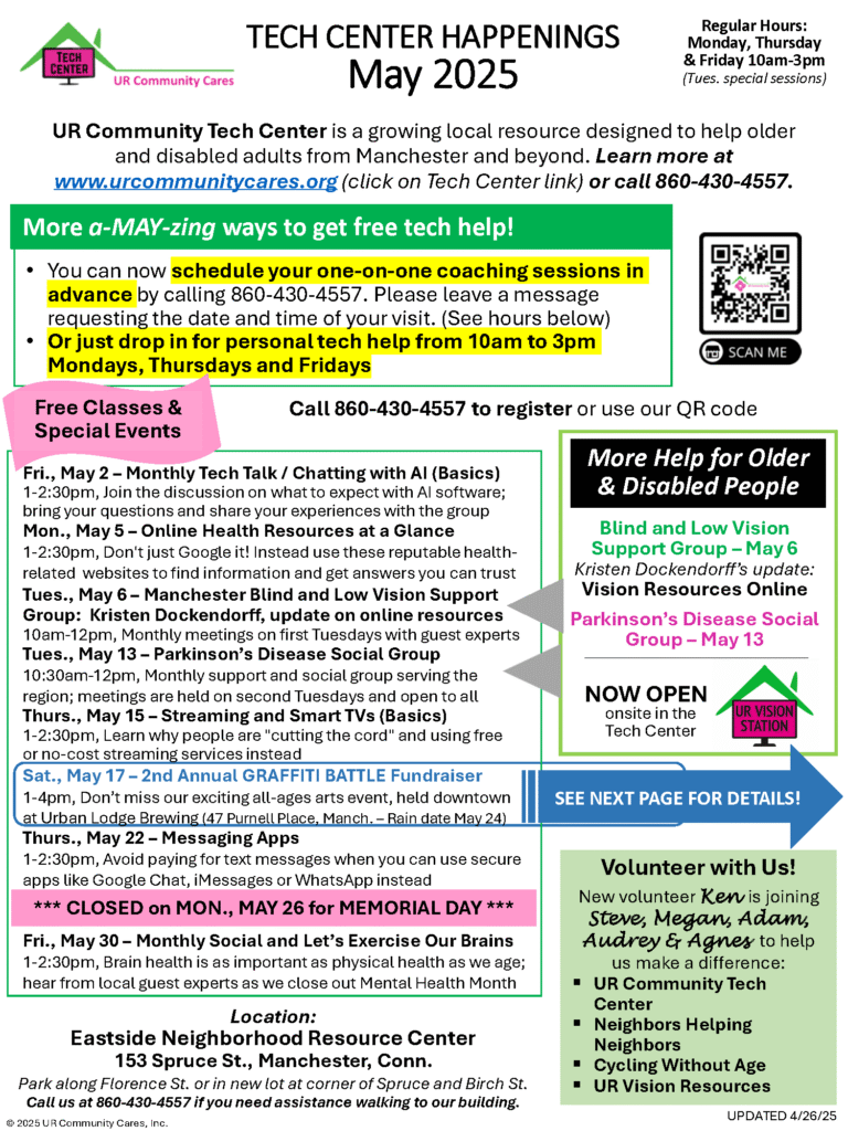 May UR Community Tech Center Calendar and More... - UR Community Cares
